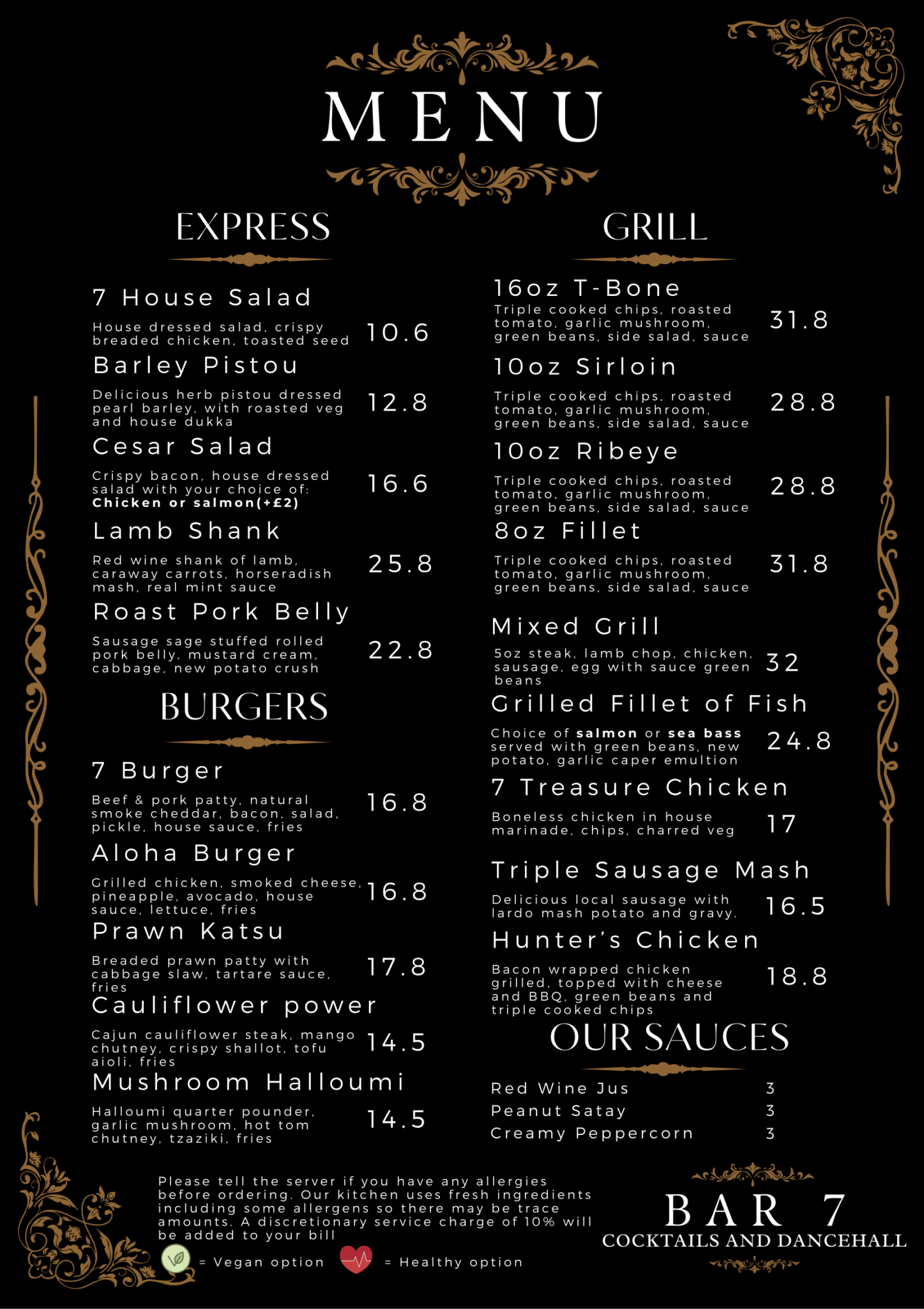 Menu – 7 Bar & Restaurant